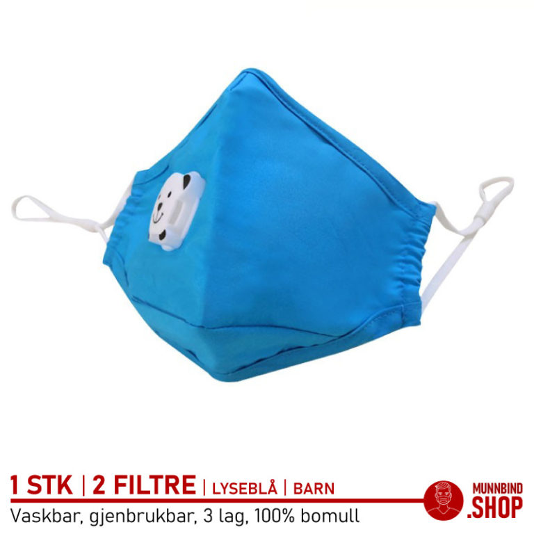 Munnbind for barn – lyseblå – Munnbind Shop