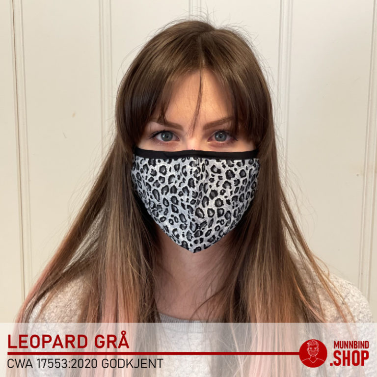 Vaskbart munnbind – Grå Leopard – Munnbind Shop
